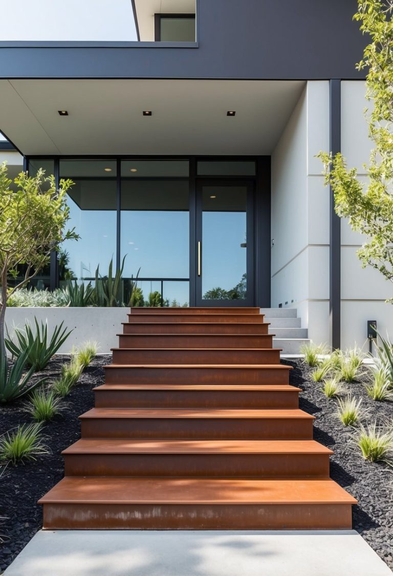 30 Modern Front Yard Steps Design Ideas To Boost Your Home's Curb Appeal