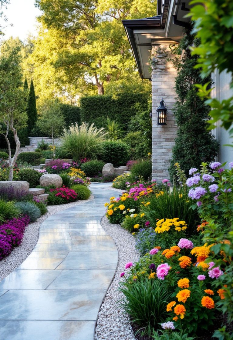 30 Landscaping Ideas For Entrance Walkways: Boost Your Home's Curb Appeal