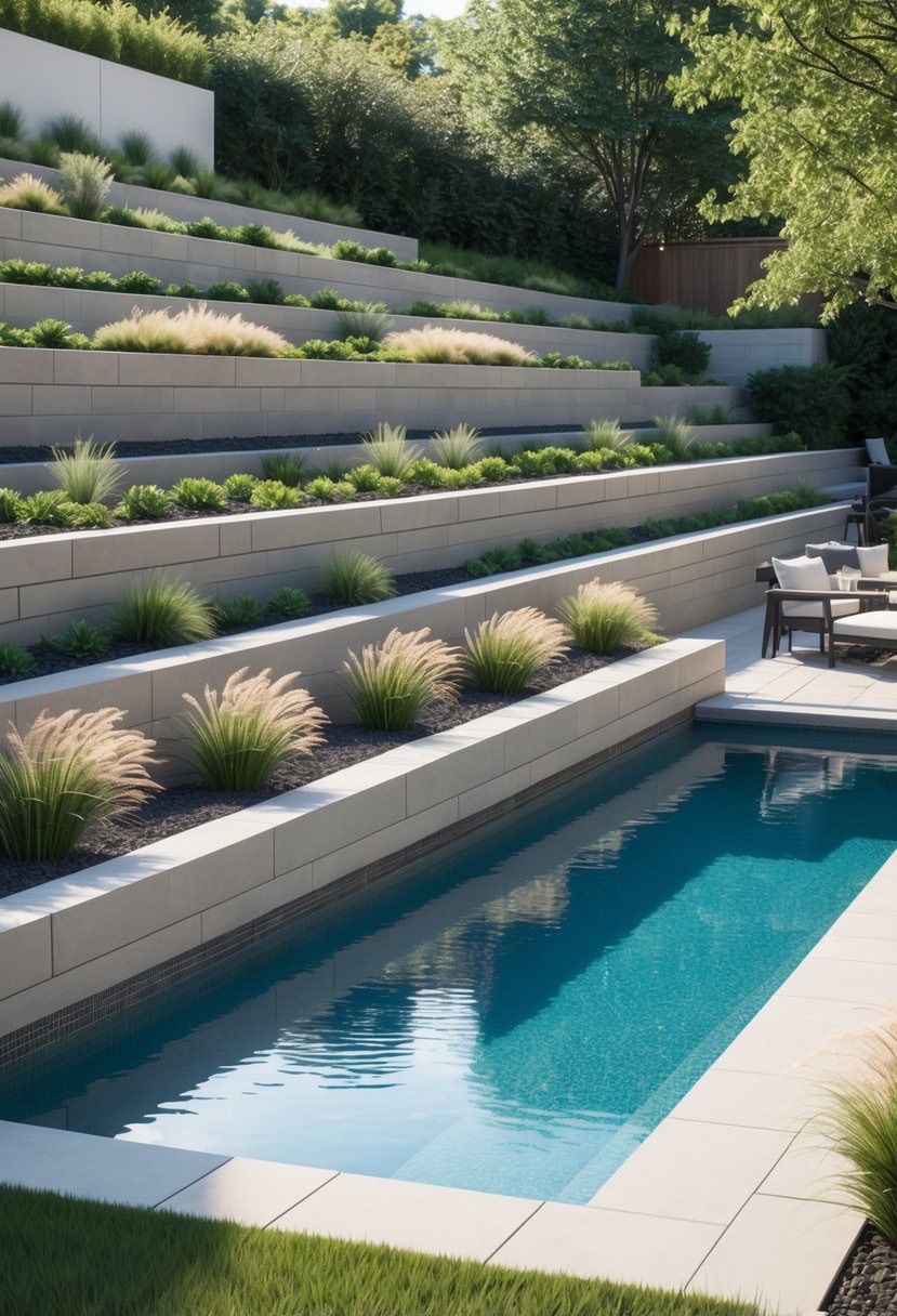 9 Pool With Retaining Wall Sloped Backyard Ideas