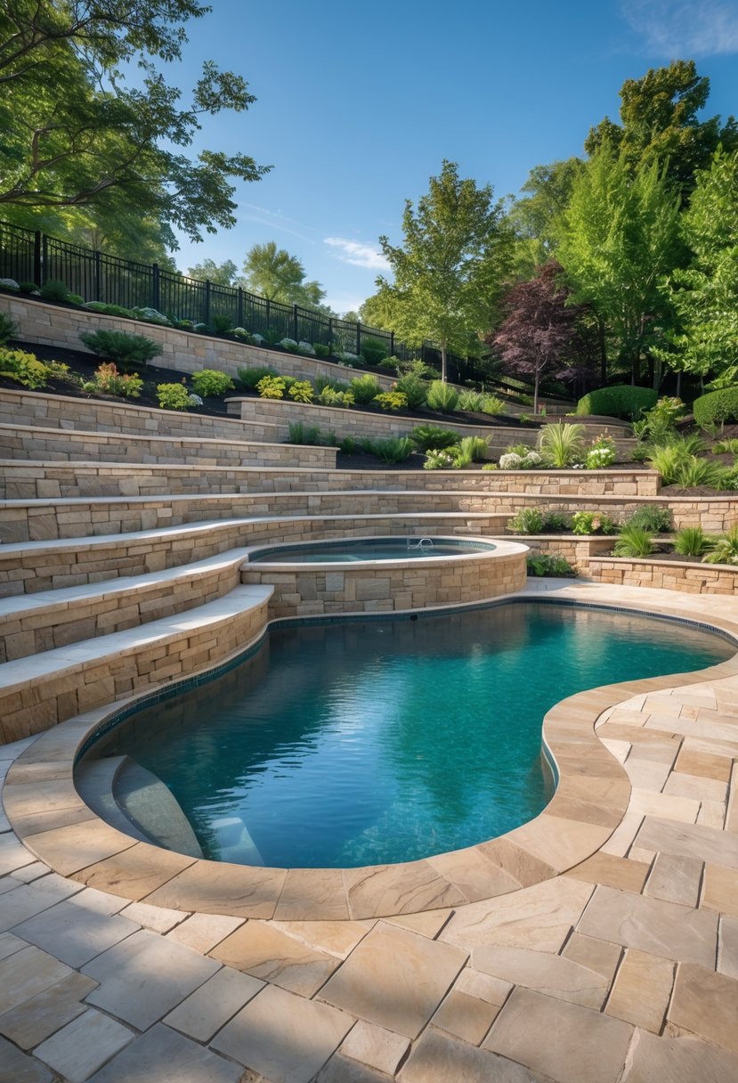 9 Pool With Retaining Wall Sloped Backyard Ideas